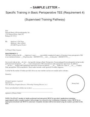 Fillable Online SAMPLE LETTER- National Board of Echocardiography Fax ...