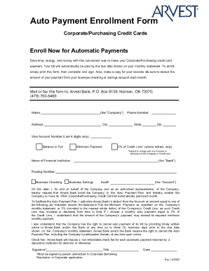 Fillable Online Corporate and Purchasing Credit Card Auto Payment ...