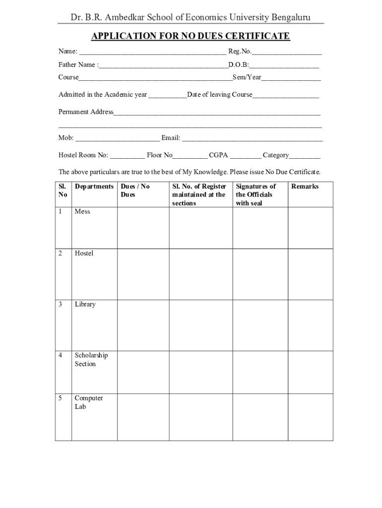 Fillable Online No due certificate 1 Fax Email Print - pdfFiller