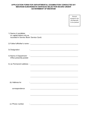 Fillable Online application form for departmental examination conducted by Fax Email Print ...