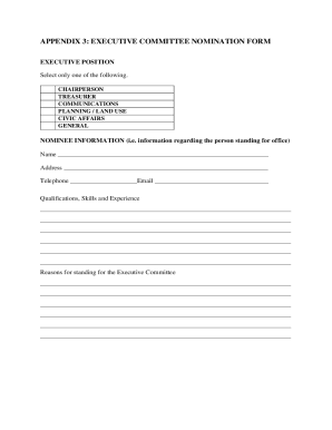 Fillable Online nrpa org EXECUTIVE COMMITTEE OFFICER Nomination Form ... Fax Email Print - pdfFiller