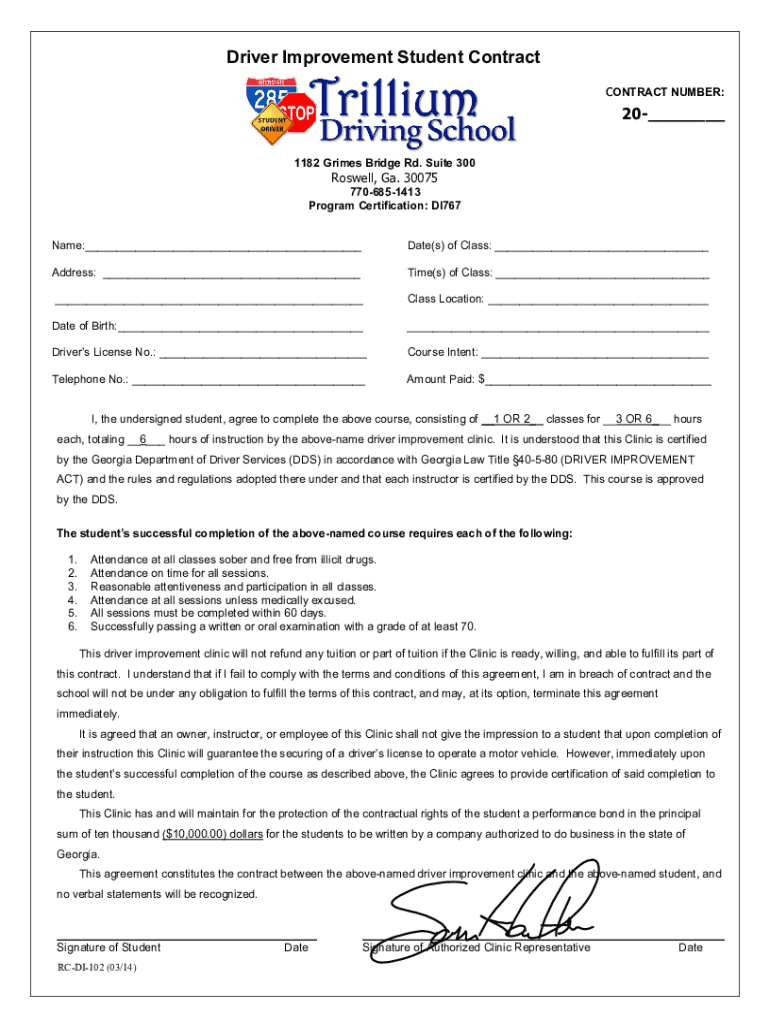 Fillable Online Defensive Driving Class - Green Light Drivers Ed & DUI ...