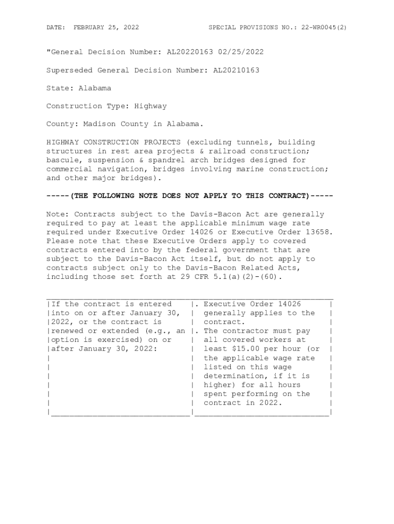 Fillable Online Wage Determinations Davis-Bacon Act WD # AL20200124 Fax ...