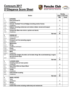 Fillable Online Concours 2017 Race and Rally Score Sheet Fax Email ...