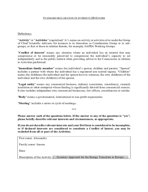 Fillable Online Declaration of interests (DOI) form for individuals applying to ... Fax Email ...