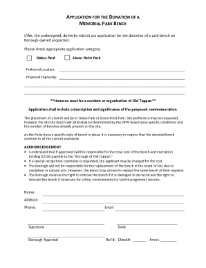 Fillable Online city of ithaca donations & memorials application form Fax Email Print - pdfFiller