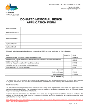 Fillable Online Donated-Benches-Application-Form-Current Fax Email ...