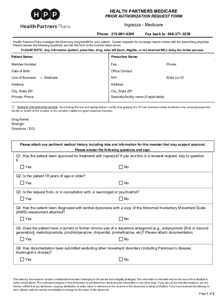 Fillable Online Has the patient been approved for treatment with Ingrezza Fax Email Print ...