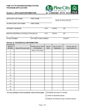 Fillable Online PINE CITY'S HOUSING REHABILITATION PROGRAM ... Fax Email Print - pdfFiller
