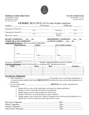 Fillable Online ASTHMA INDIVIDUALIZED HEALTH CARE PLAN Fax Email Print ...