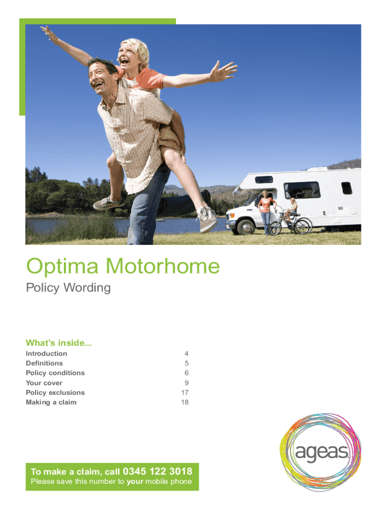 Fillable Online Optima Motorhome - Be Wiser Insurance Fax Email Print ...