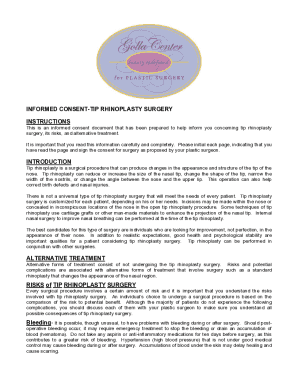 Fillable Online Informed Consent-Tip rhinoplasty Surgery Instructions ...
