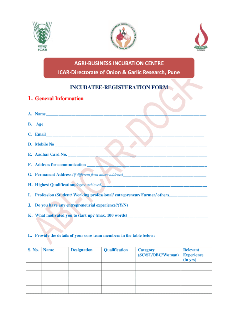 Fillable Online Agri-business Incubation System in India: An Overview ...
