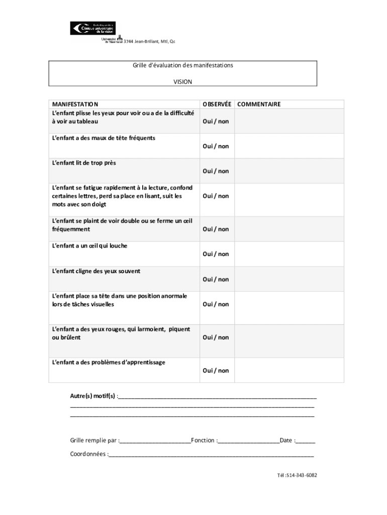Remplissable En Ligne Grille d'valuation des manifestations Fax Email Imprimer - pdfFiller
