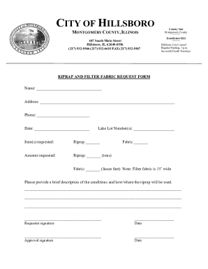 Fillable Online RIPRAP FABRIC REQUEST Fax Email Print - pdfFiller