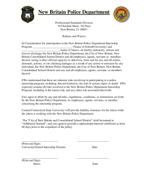 Fillable Online Internship Application Form - New Britain Police ...