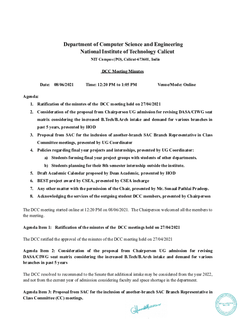 Fillable Online NIT Campus (PO), Calicut-673601, India Fax Email Print ...