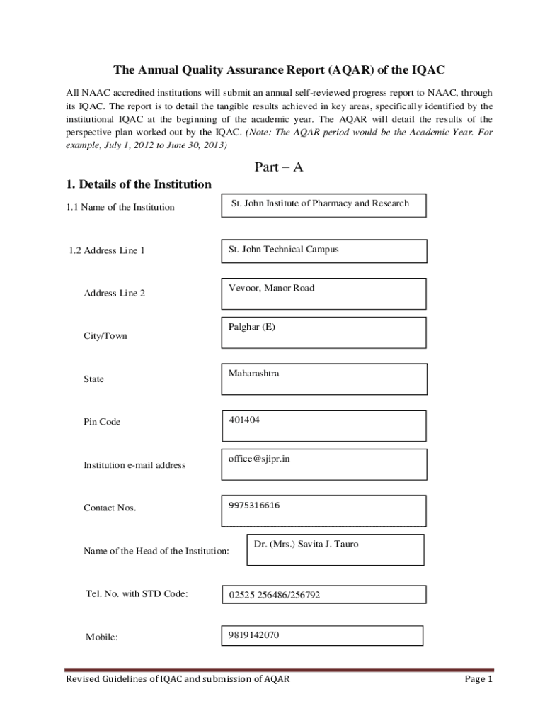 Fillable Online self study report (ssr) Fax Email Print - pdfFiller