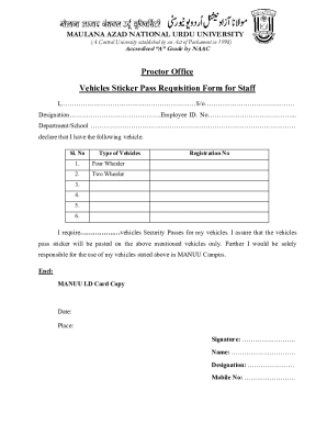 Fillable Online Proctor Office Vehicles Sticker Pass Requisition Form ...