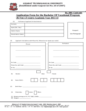 Fillable Online Application Form.pdf - Gujarat Technological University ...