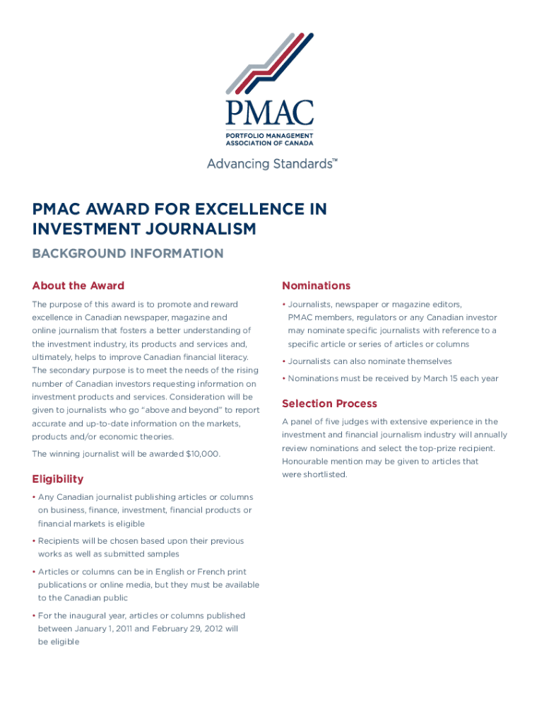 Fillable Online The Globe and Mail's Janet McFarland wins PMAC Award for ... Fax Email Print ...