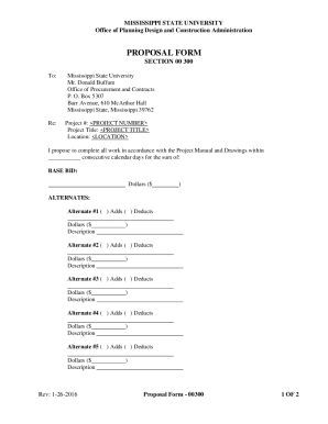 Fillable Online 00 300 PROPOSAL FORM Fax Email Print - pdfFiller