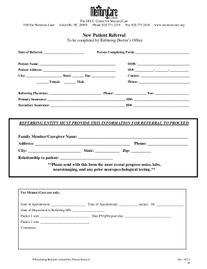 Fillable Online New Patient Referral Fax Email Print - pdfFiller