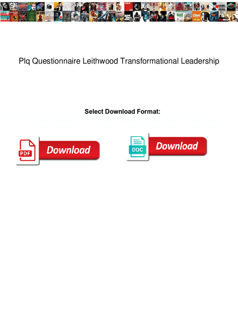Fillable Online Plq Questionnaire Leithwood Transformational Leadership ...