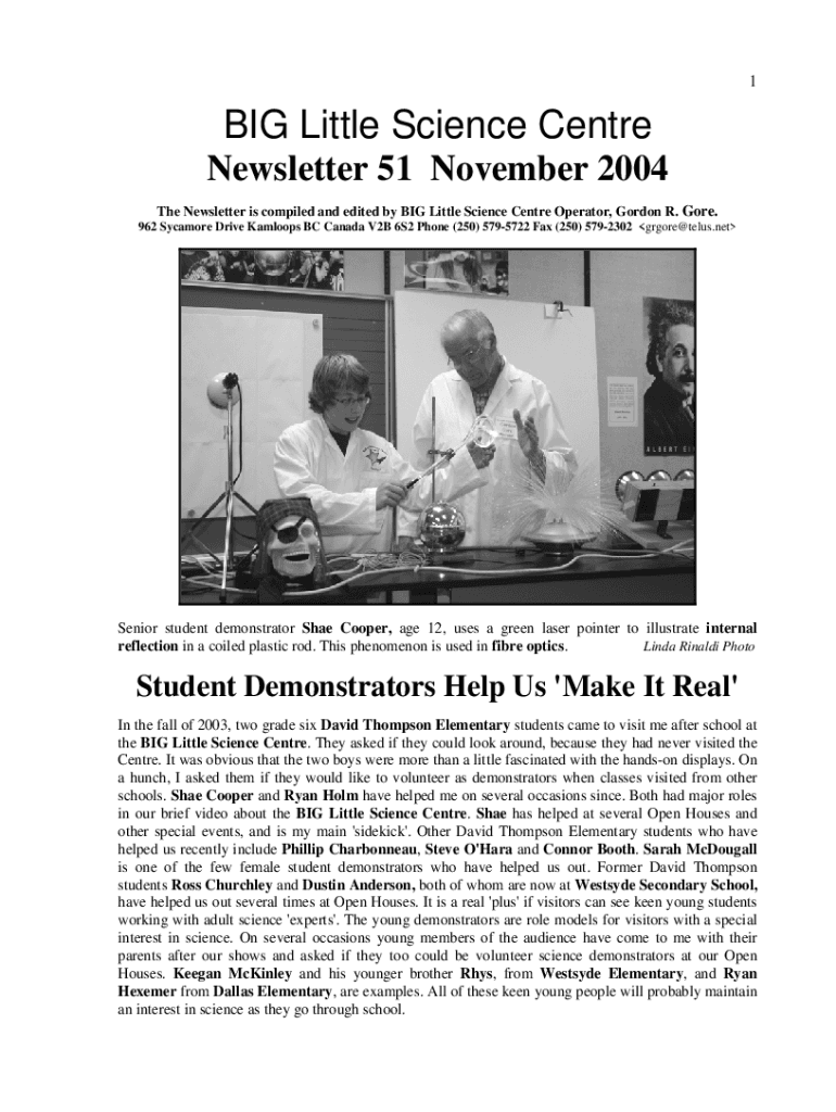 Fillable Online About the BIG Little Science Centre Society (BLSCS) Fax ...