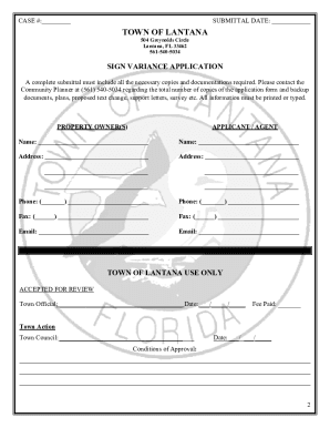 Fillable Online variance application information - Town of Lantana Fax ...