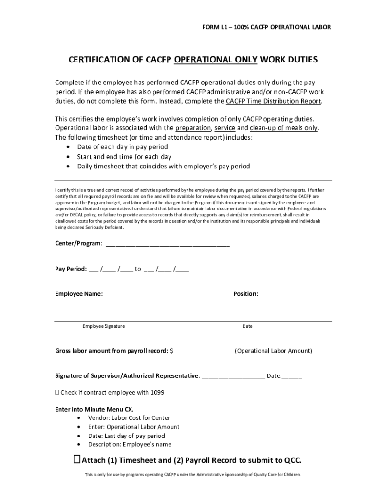 Fillable Online Documenting Employee Time and Effort in the CACFP Fax ...