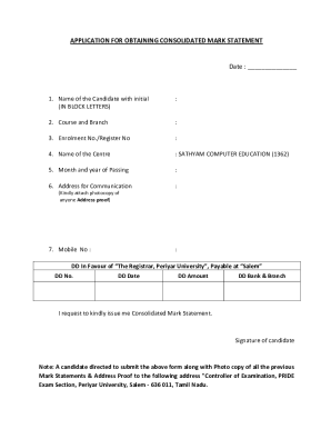 Fillable Online Form for Consolidated Mark Statement1 Fax Email Print ...