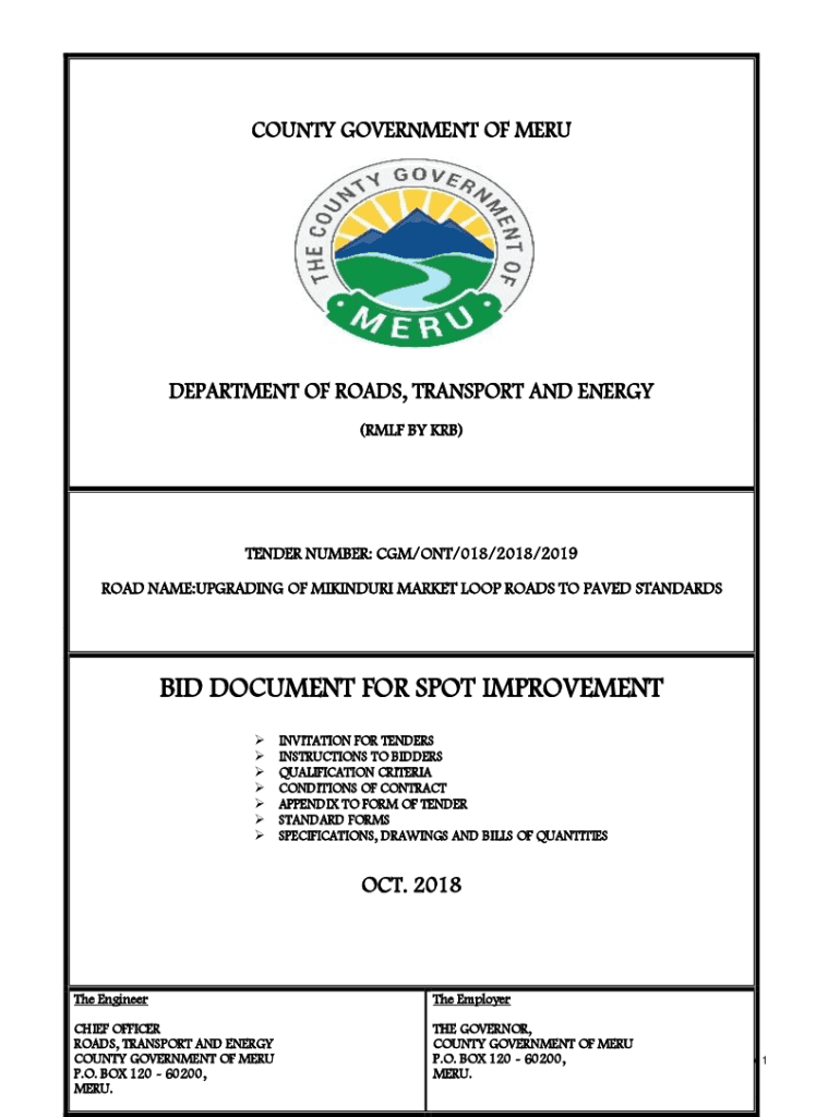 Fillable Online meru go ROAD NAME:UPGRADING OF MIKINDURI MARKET LOOP ...