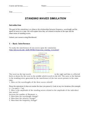 Fillable Online STANDING WAVES Introduction The goal of this simulation ...