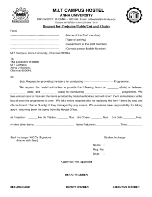 Fillable Online M.I.T CAMPUS HOSTEL VEHICLE REQUISITION FORM Fax Email ...