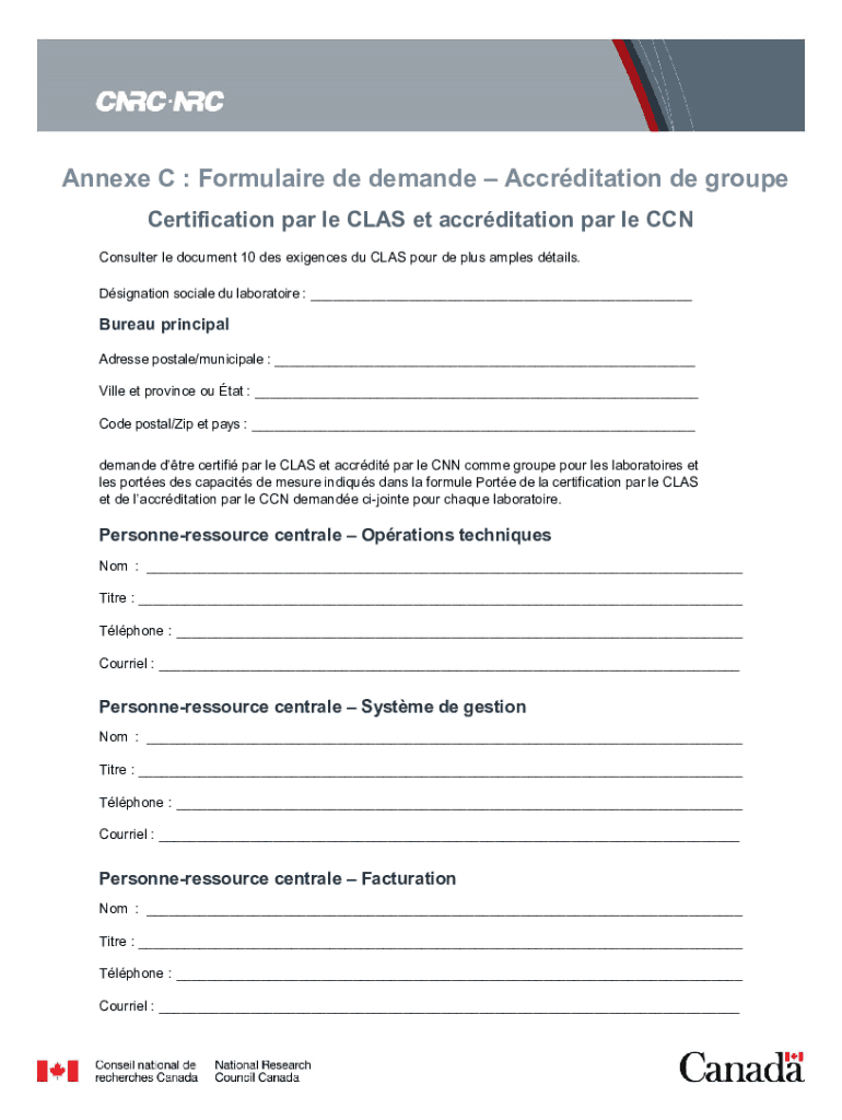 Remplissable En Ligne Annexe C : Formulaire de demandeAccrditation de groupe Fax Email Imprimer ...