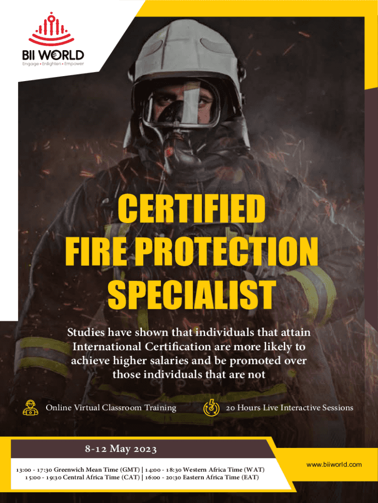 Fillable Online NFPA's Certified Fire Protection Specialist Course ...