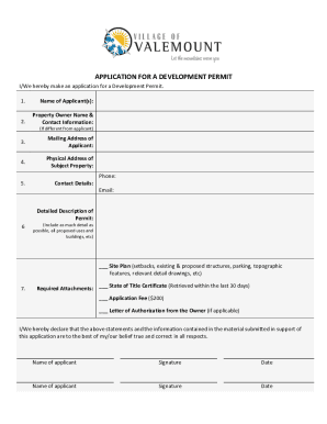 Fillable Online Development Permit Application Form - City of North ...