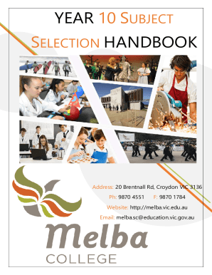 Fillable Online YEAR 10 SUBJECT SELECTION HANDBOOK - Melba College Fax Email Print - pdfFiller