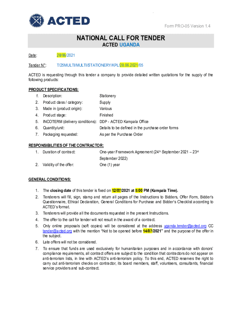 Fillable Online ACTED UGANDA Fax Email Print - pdfFiller