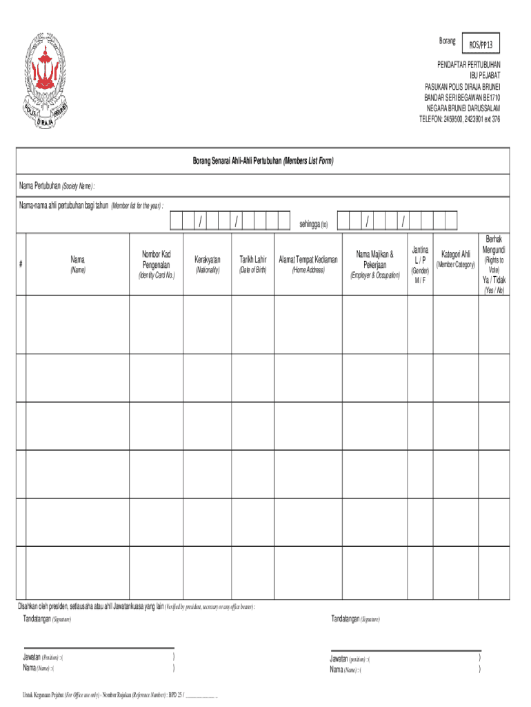 Fillable Online Polis Diraja Brunei - Fill Online, Printable, Fillable ...