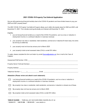 Fillable Online 2021 COVID-19 Property Tax Deferral Application Form ...