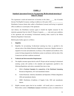 Fillable Online 2 Standard Agreement Form for Net-metering/ Bi ...