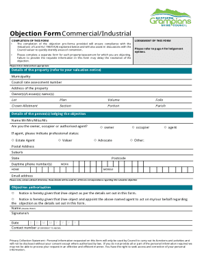 Fillable Online Objection Form Fire Services Property Levy, Non ...