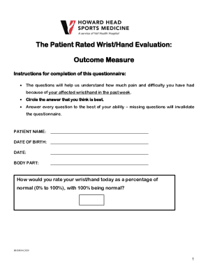 Fillable Online oml eular Danish version of the Patient-Rated Wrist ...