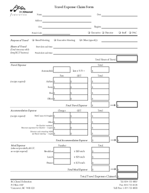 Fillable Online Travel Expense Claim Form - UBC Civil Engineering Fax ...