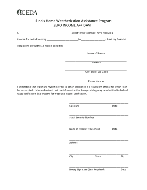 Fillable Online Energy Assistance Program Zero Income Affidavit - PCCEO ...