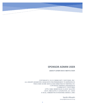Fillable Online SPONSOR ADMIN USER. Group Admin Documentation Fax Email ...
