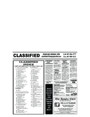 Fillable Online CLASSIFIEDThe Apopka Chief Fax Email Print - pdfFiller