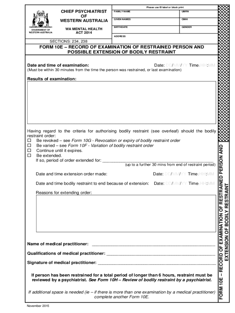 Fillable Online Form 9ARecord of emergency psychiatric treatment Fax ...